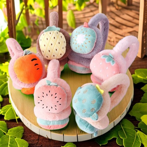 Multicolor Kids Ear Muffs Unisex Cartoon Fruit Ear Muff Panda Earmuffs ...