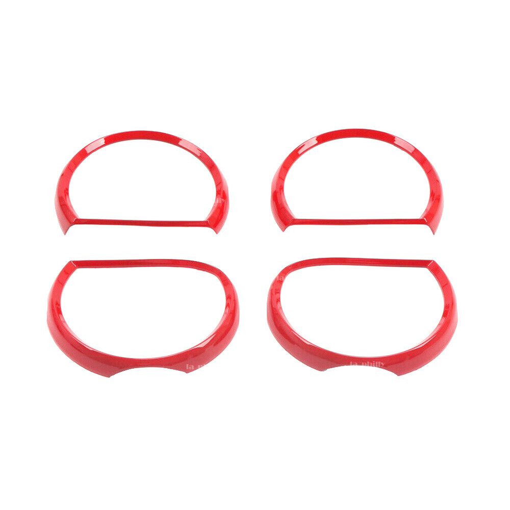 4Pcs Front Headlight Trim Cover Bezels Kit Red For Dodge Challenger ...