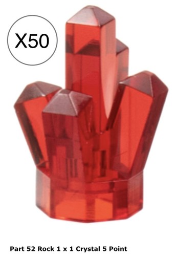 Lego 50 Pieces Trans-red Crystal Rock 1x1 With 5 Point / City Mini ...