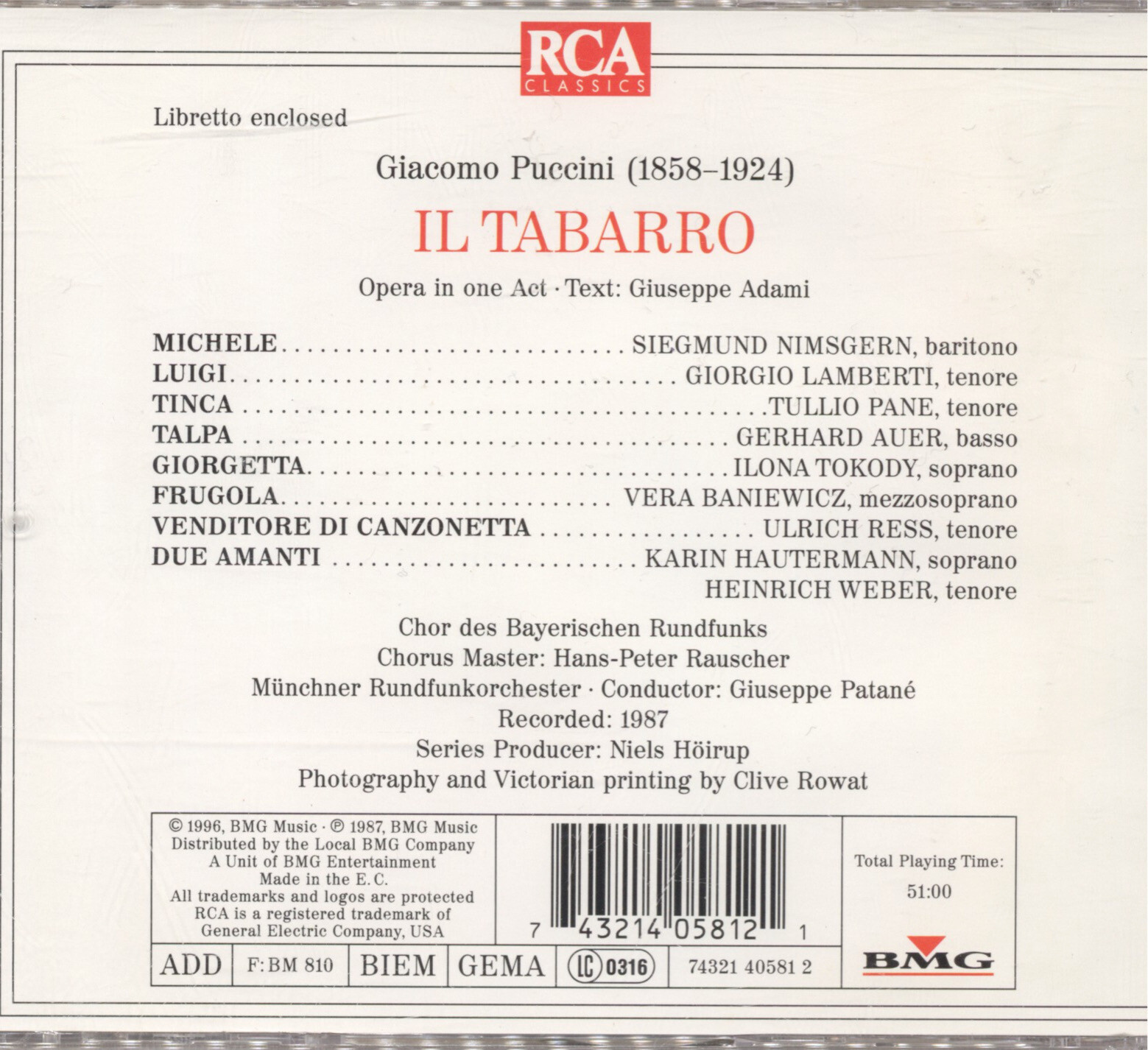 Giuseppe Patane - Puccini : Il Trittico CD | eBay Australia