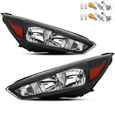 Headlights Assembly Black For 15-18 Ford Focus S SE SEL Focus ST Base ...