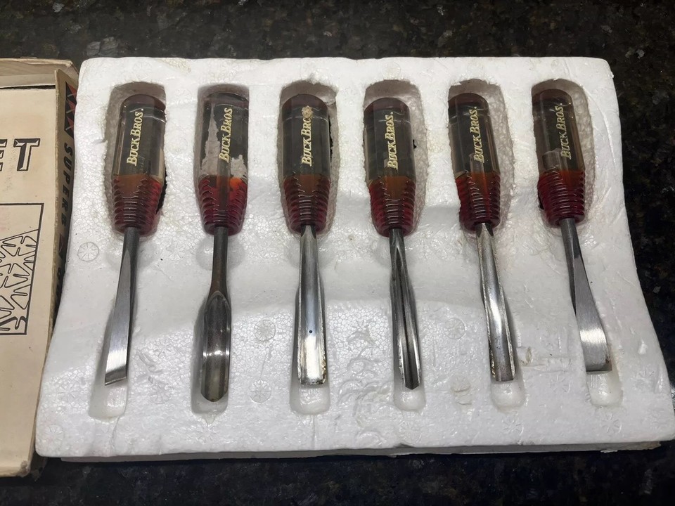 Buck Bros Chisel Set 6 pc Plastic Handles Wood Carving | eBay