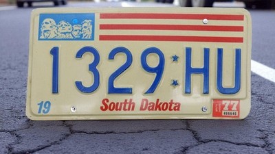 South Dakota License Plate 1976 Tag # 1329-HU Blue/White Passenger Car ...