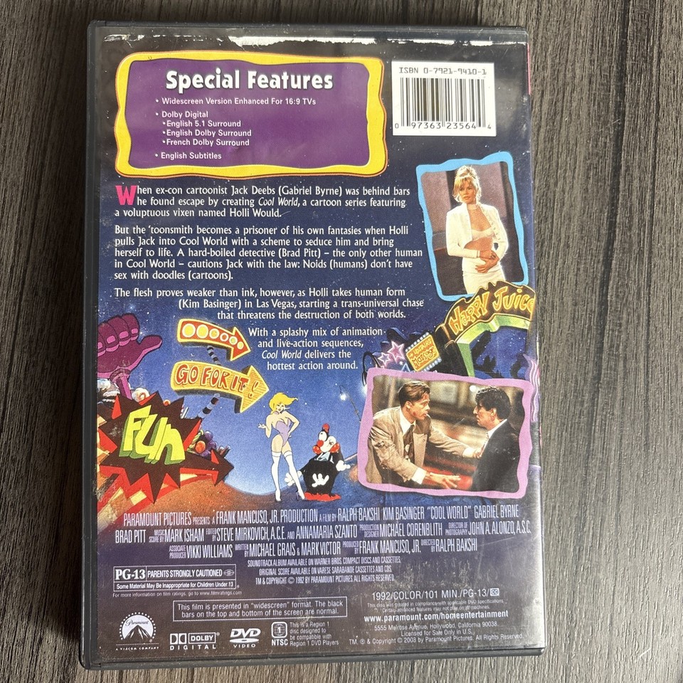 Cool World (DVD, 1992) Complete with Insert•Good/Very Good Rare Classic ...
