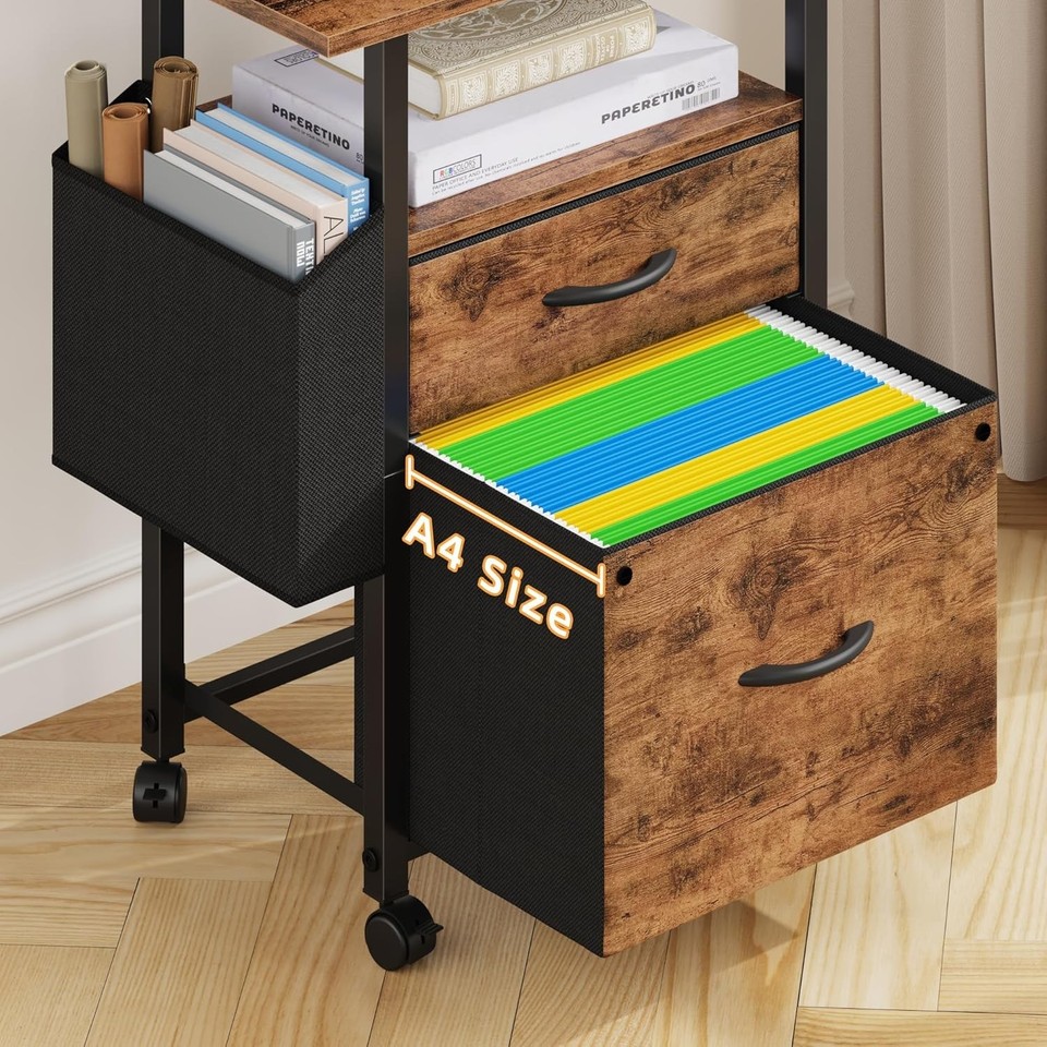 GYIIYUO Double Drawer Filing Cabinet with 24-inch Extended Desktop ...