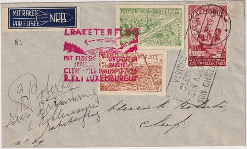 Luxembourg 1935 rocket demonstration flight cover Roberti @ Clervaux / Prifix F1 | eBay