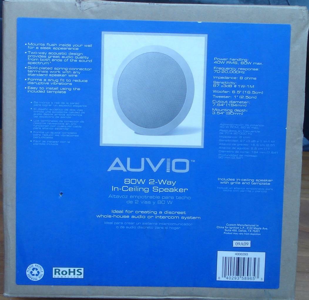 Auvio 80W 2-Way In-Ceiling Speaker - BRAND NEW IN BOX - For WHOLE HOUSE ...