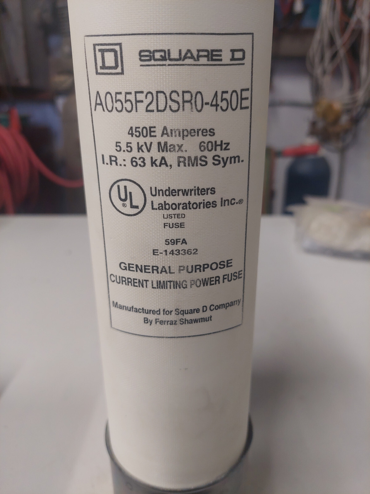 SQUARE D AO55F2DSRO-450E DOUBLE BARREL FUSE. CURRENT LIMITING.GENERAL ...