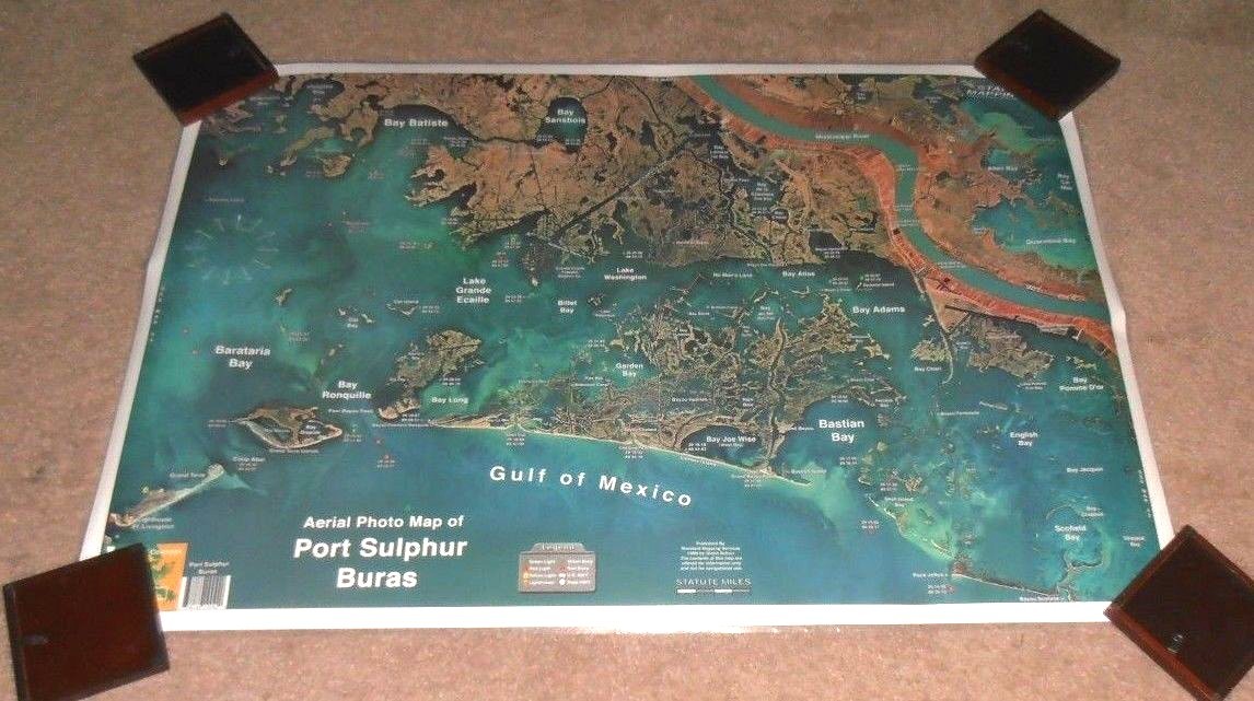 AERIAL PHOTO MAP OF PORT SULPHUR BURAS LAMINATED POSTER PLAQUEMINES ...