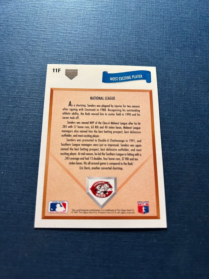 1991 Upper Deck Final Baseball Reggie Sanders Rookie Card #11F Set ...