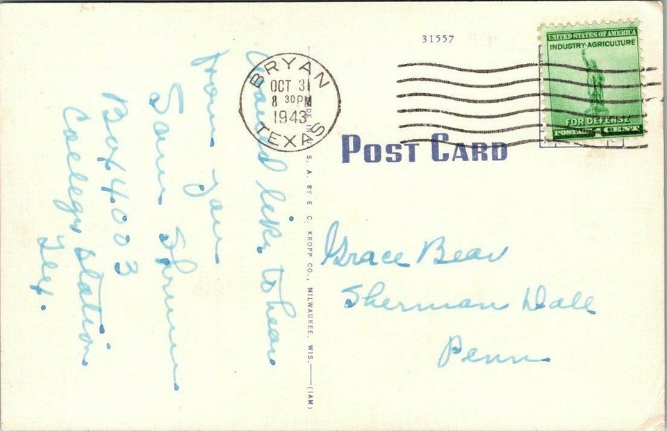 1943 Men Riding Jack Rabbit Rounding Up Cattle In West Linen Postcard ...