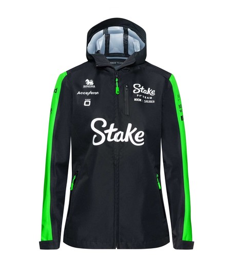 Stake F1 Kick Sauber 2024 Women's Team Rain Jacket - Black | eBay