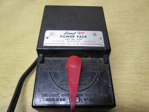 LIONEL HO POWER PACK TOY TRAIN TRANSFORMER TYPE 0101 ORIGINAL CORD ...