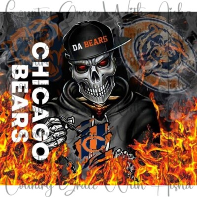 20oz Skinny Tumbler Sublimation Transfer Chicago Bears Football Ready ...