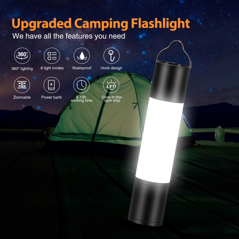 Rechargeable LED Camping Lantern Work Light Flashlight Outdoor Tent ...