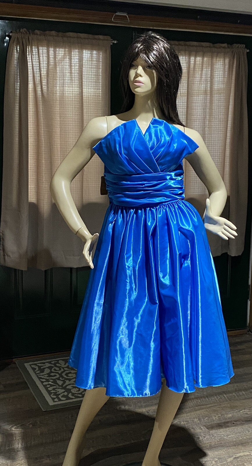 Vintage 80s 50s Mike Benet Blue Wing Bust Prom Party Swing Dress 14 | eBay