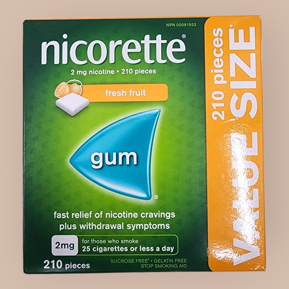 Nicorette Nicotine Gum 2mg 840 Pieces Fresh Fruit 4 Boxes Value Size ...