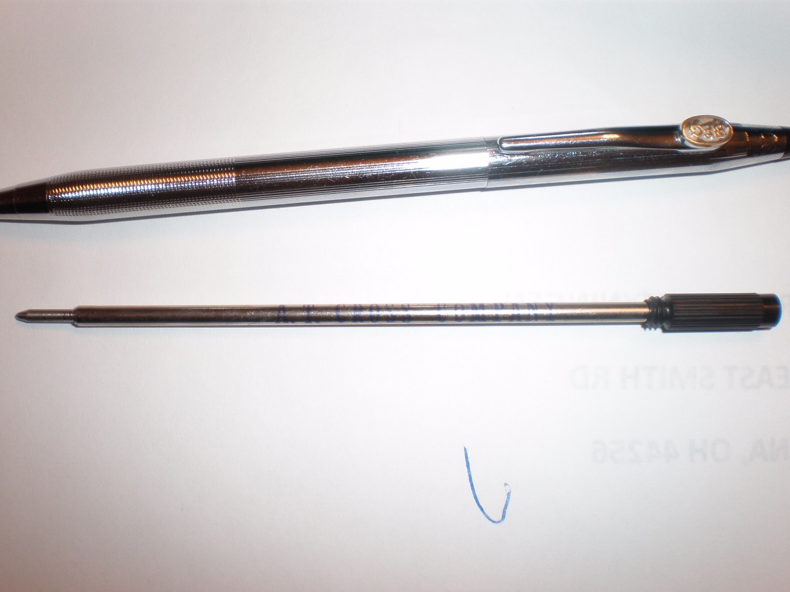 Vintage Cross Ballpoint Pen & a REFILL Set SILVER COLORED CHROME w/ Box ...