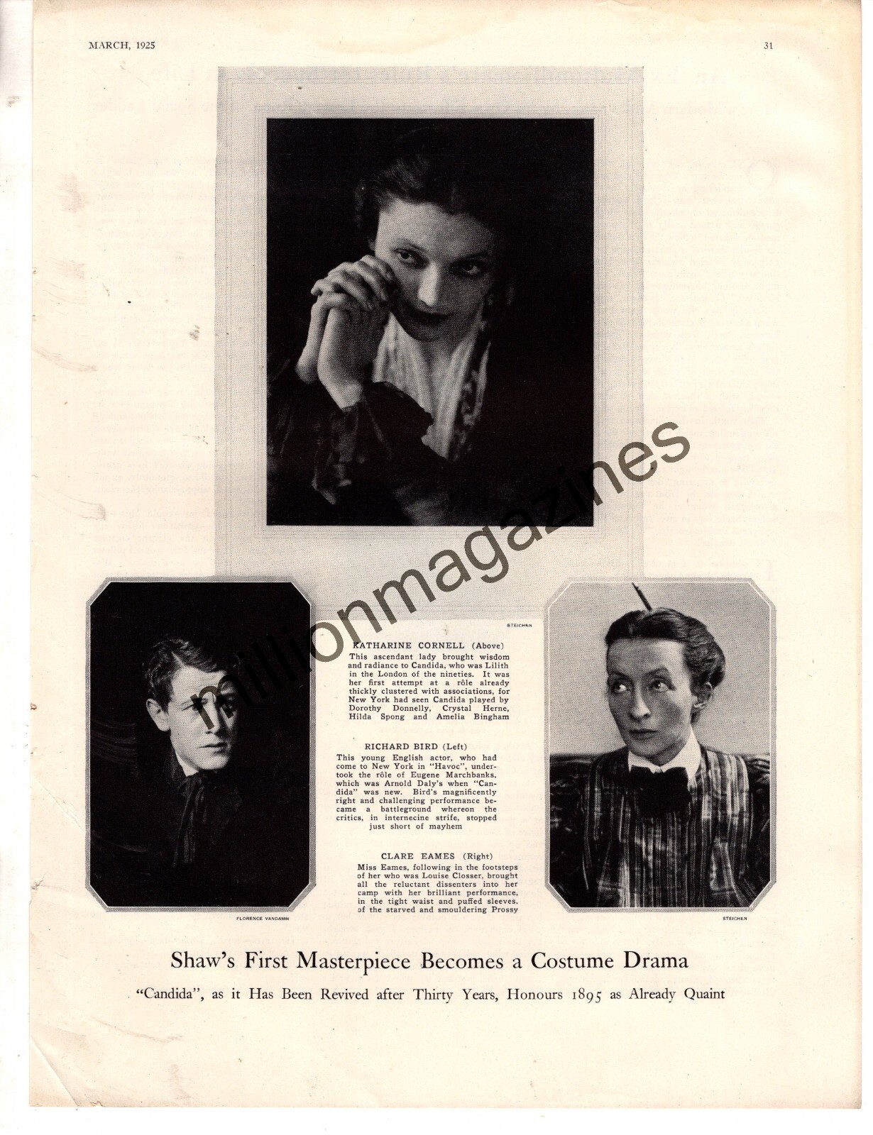 1925 Vanity Fair March - Katherine Cornell, Richard Bird, Clare Eames ...