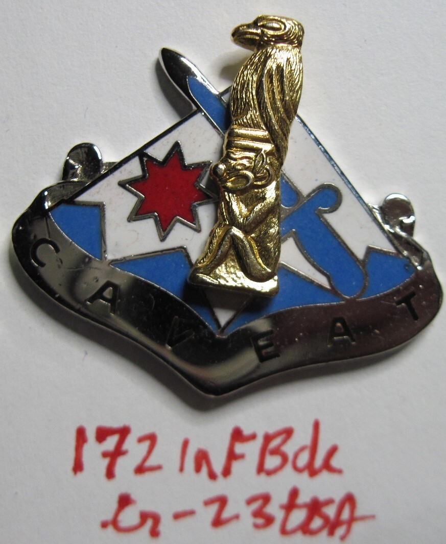 Army crest DI dui cb clutchback 172nd INFANTRY BRIGADE inf bde G-23 USA ...