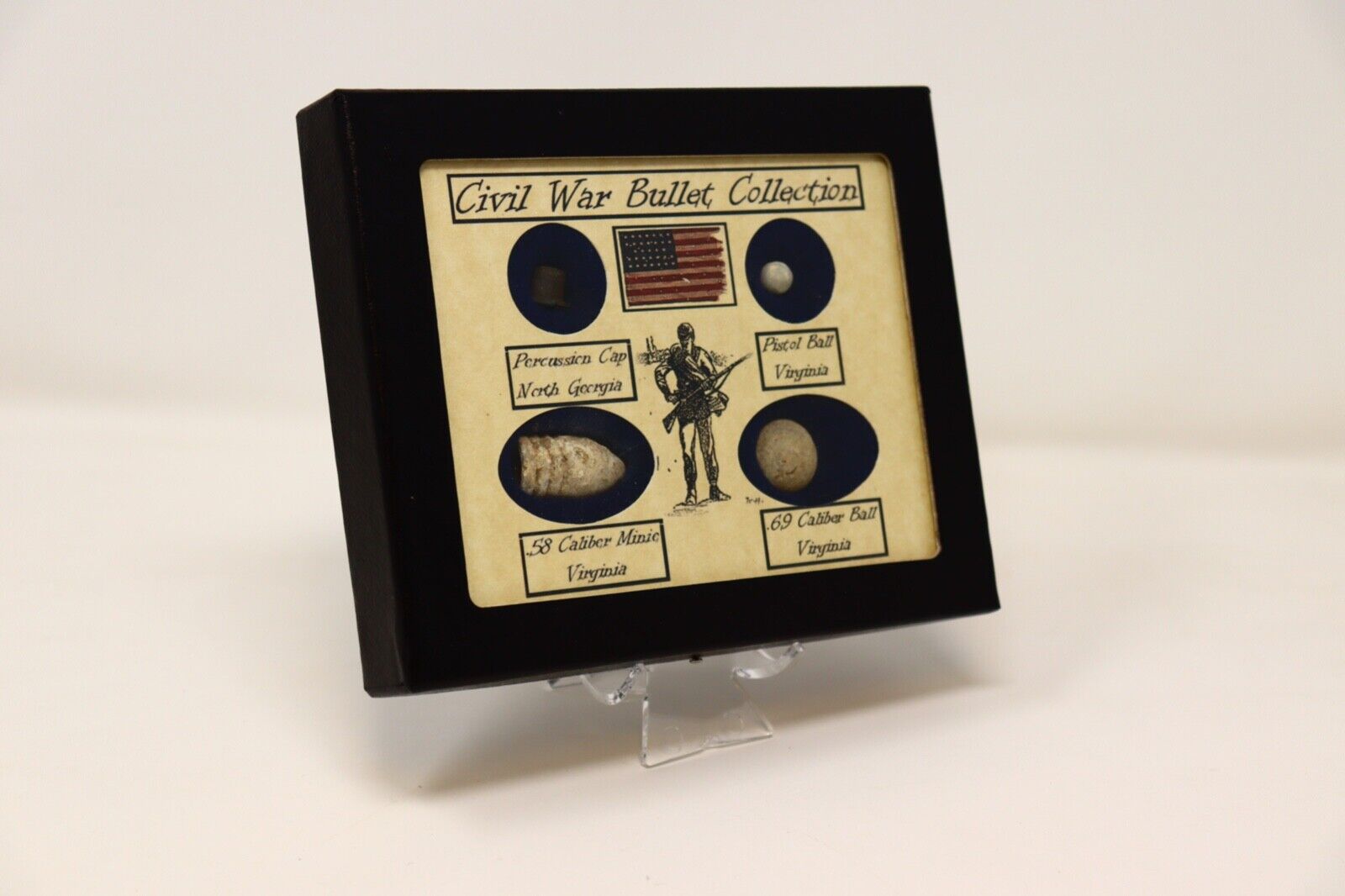 Original Civil War Bullets Relics Collection in Display Case (4 Piece ...