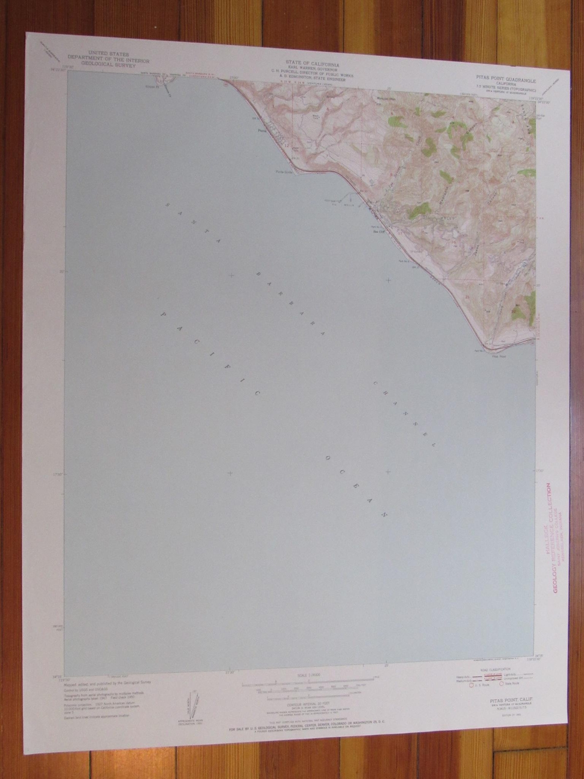 Pitas Point California 1951 Original Vintage USGS Topo Map | eBay