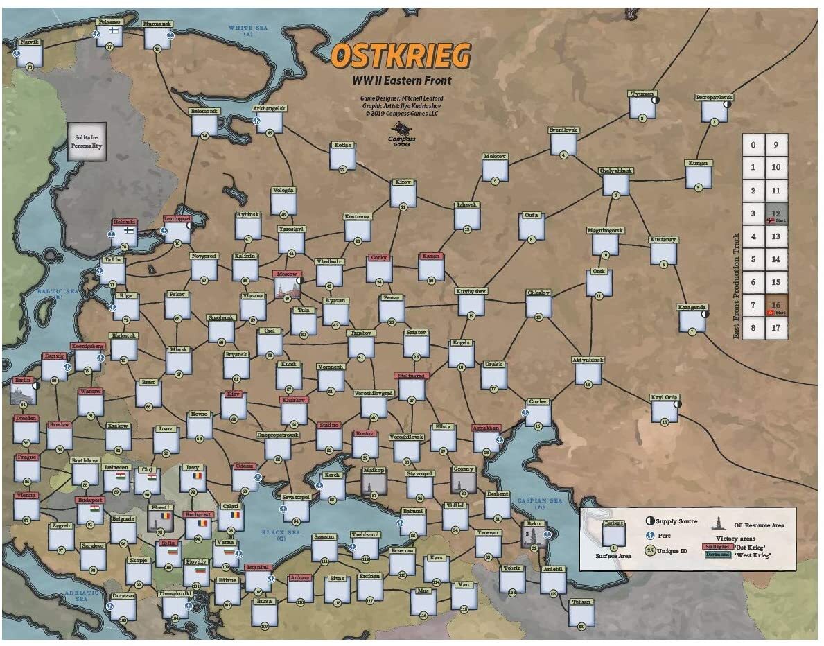 Compass Games Ostkrieg World War II Eastern Front Board Game CPA 1089 ...