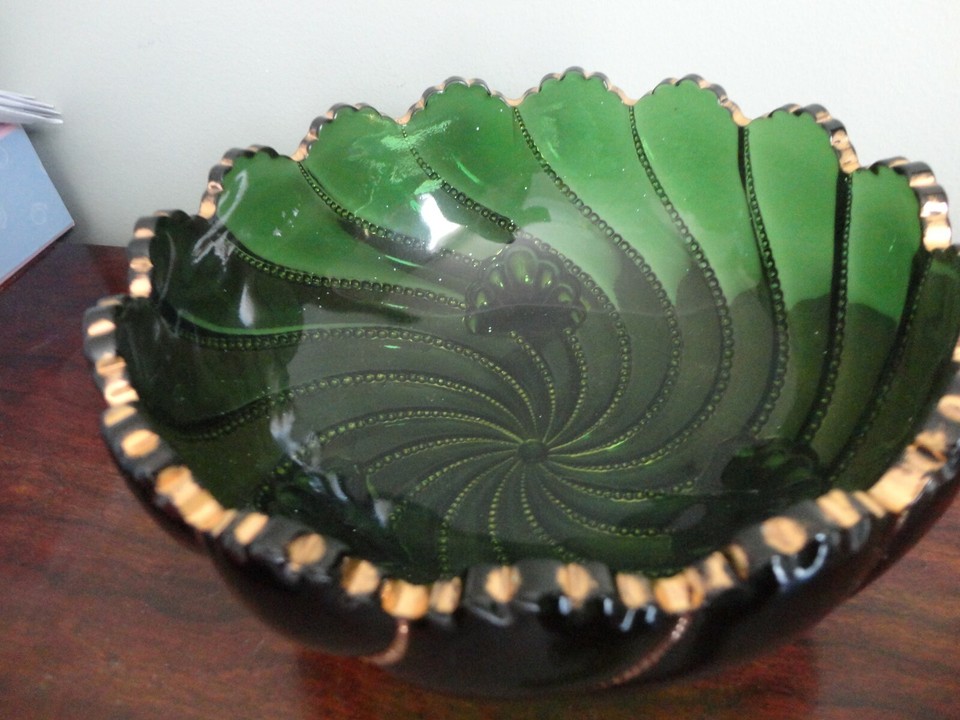 Antique EAPG George Duncan & Sons Glass 1891 #335 Gold Beaded Swirl ...
