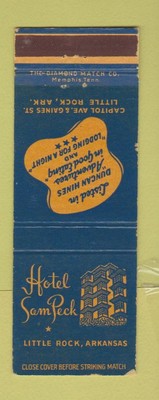 Matchbook Cover - Hotel Sam Peck Little Rock AR | eBay