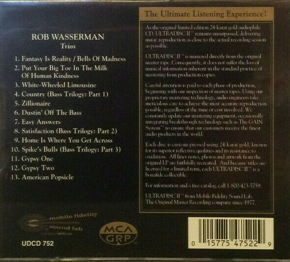 Trios by Rob Wasserman (CD, Aug-1999, Mobile Fidelity Sound Lab) for ...