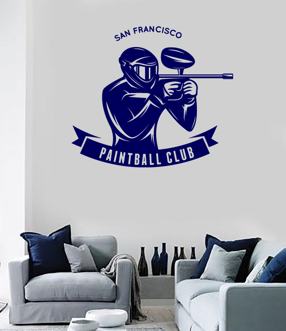 Wall Decal Sports Game Mask Paintball Signboard Recreation Decor z4801 ...