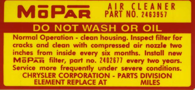 FITS 1964 MOPAR DODGE CHRYSLER PLYMOUTH 426 WEDGE AIR CLEANER ...