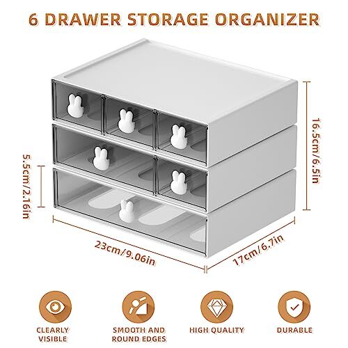 Desk Organizer with 6 Drawers - 3 Tier Stackable Desktop Storage ...