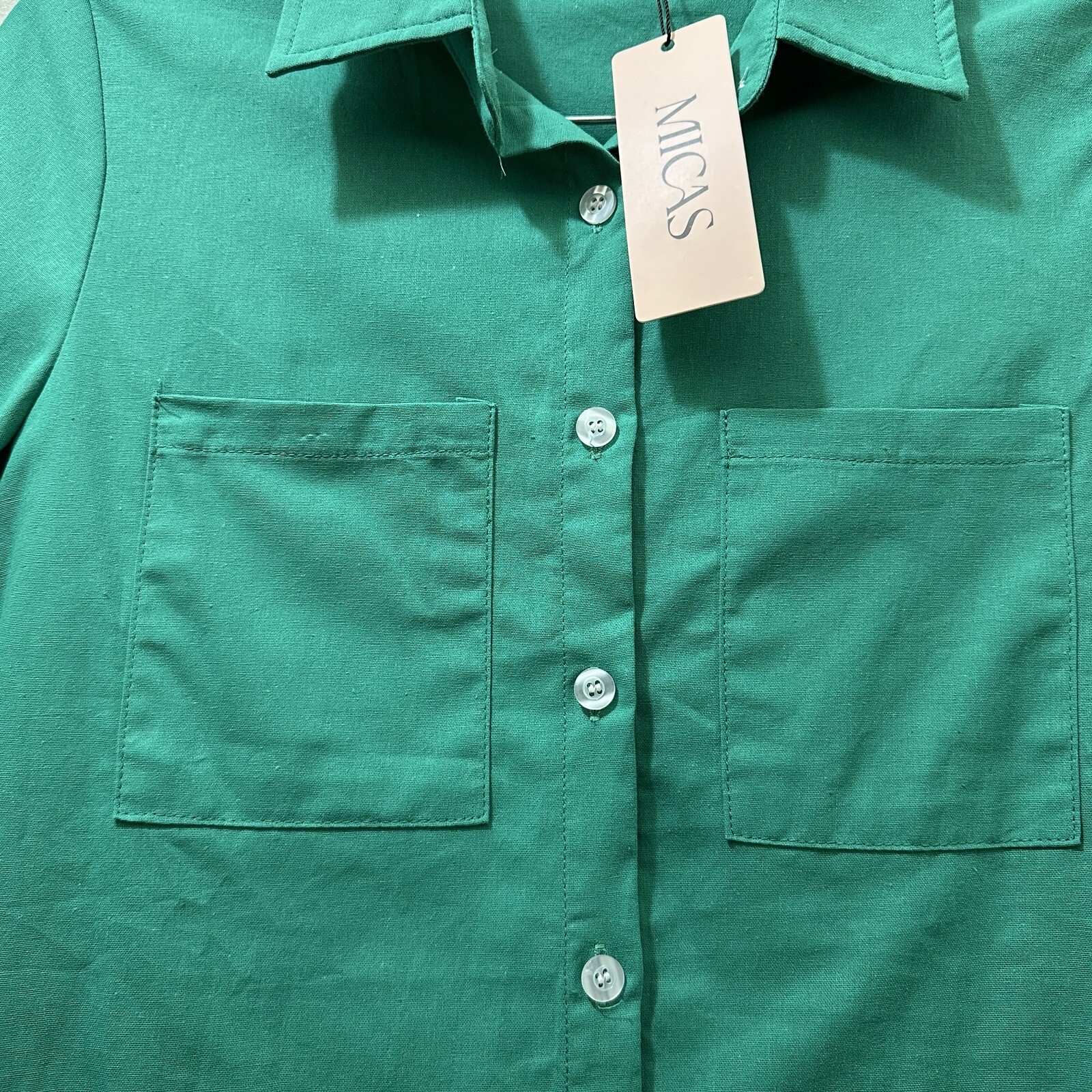Micas 2 Piece Set Shorts Button Up Shirt M Tenniscore Kelly Green ...