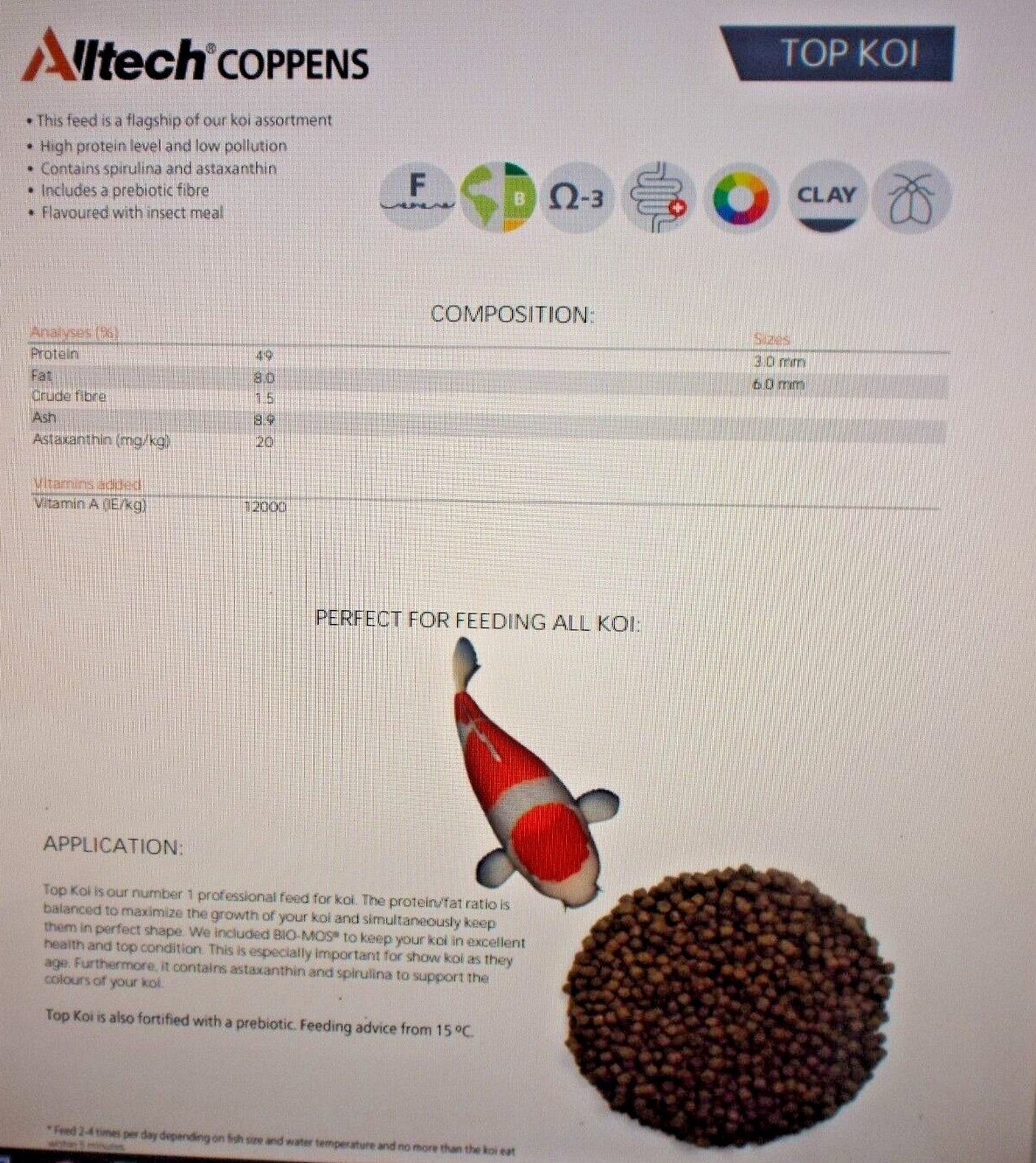 6mm Coppens Top Koi Floating Pond Pellets koi & Coldwater Fish 49% ...