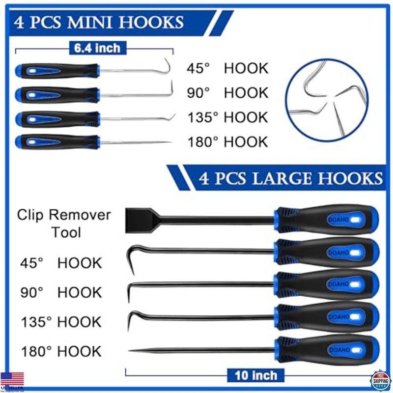 17Pcs Mechanic Hook & Pick Tool Set, Trim Removal Kit, Gasket Scraper, Pliers | eBay