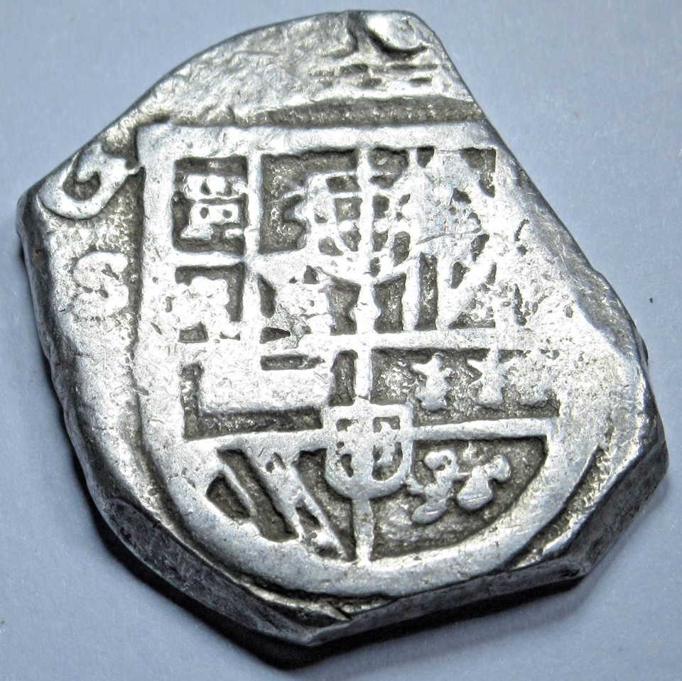 1627 Dated Spanish Silver 4 Reales Genuine 1600's Colonial Pirate Cob ...