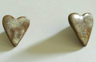 Handmade Rare Glazed Pottery Heart Shape Drop Earrings 1-3/16" L x 1" W ...