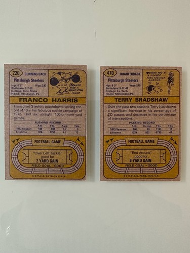 1974 Topps #220 Franco Harris and #470 Terry Bradshaw Lot of (2) EX/MT ...