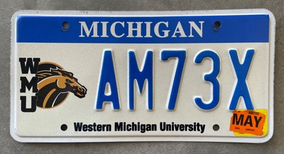 WESTERN MICHIGAN UNIVERSITY WMU BRONCOS License Plate College AM73X | eBay