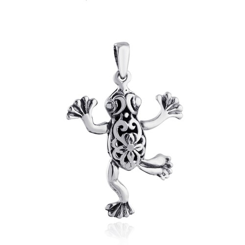 Filigree Tree Frog Pendant w/ Movable Legs - 925 Sterling Silver - Frogs Gift | eBay