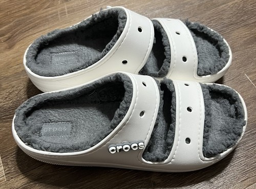 Crocs Unisex Classic Cozzzy Faux Fur Lined Chunky Sandals White Size ...