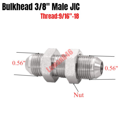 Bulkhead Connector 3/8" Male JIC X 3/8" Male JIC(9/16"-18) | eBay