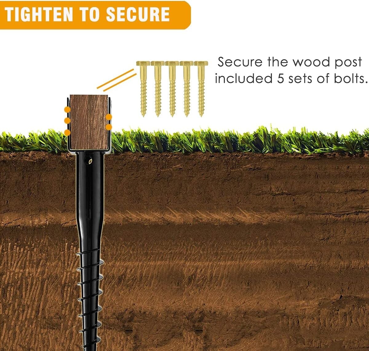 Premium KdGarden No-Dig Ground Anchor Black U-Model Screw in Post Stake ...