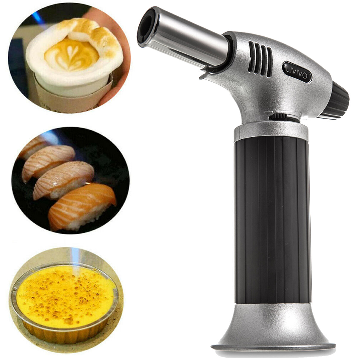 BAKING BLOW TORCH BUTANE REFILLABLE LIGHTER CULINARY COOKING FLAME ...