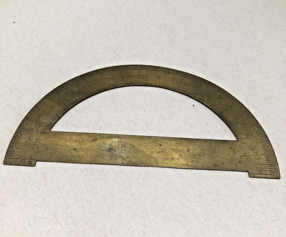 Small Vintage Brass Protractor Semi-Circular, +/- 3.5" / 9cm Old ...
