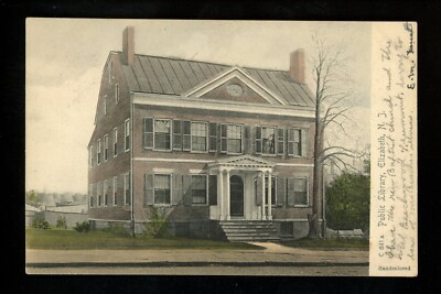 New Jersey NJ postcard Elizabeth, Public Library Vintage 1906 Rotograph ...