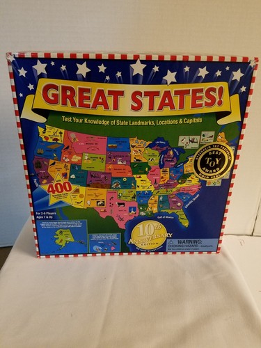 GREAT STATES BOARD GAME 2-6 PLAYERS AGES 7 AND UP 10th Anniversary ...