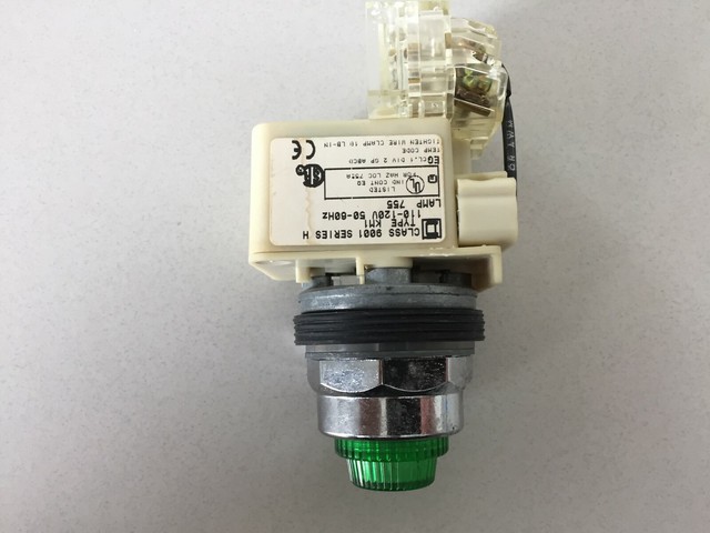 SQUARE D 9001KM-1 SERIES H WITH 9001KA1 CONTACT BLOCK GREEN PUSH BUTTON ...