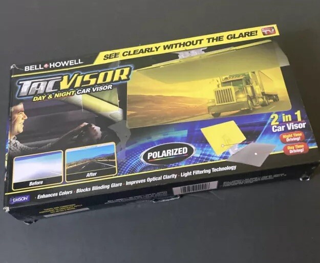Bell + Howell Tac Visor Day & Night 2-In-1 Polarized Anti-Glare Car ...